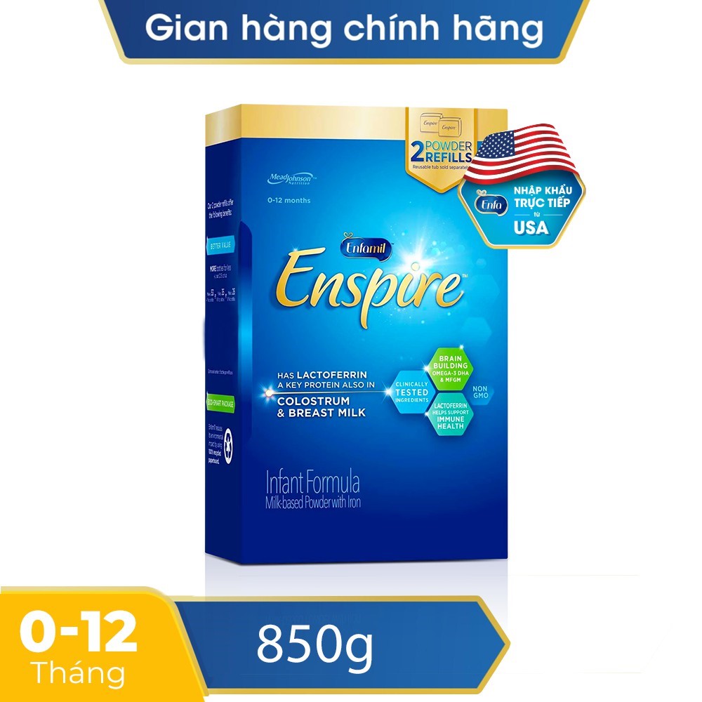 Sữa bột Enfamil Enspire Infant Formula 850g - Chuối xanh